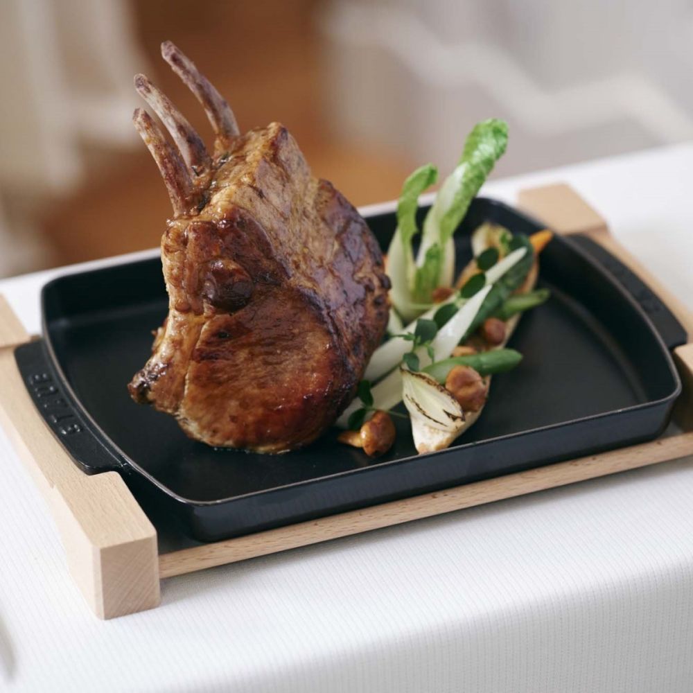 black serving dishes