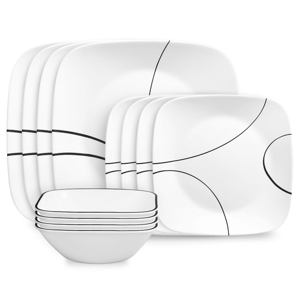 12-Piece Dinnerware Set (Simple Lines) | Corelle | Everything Kitchens