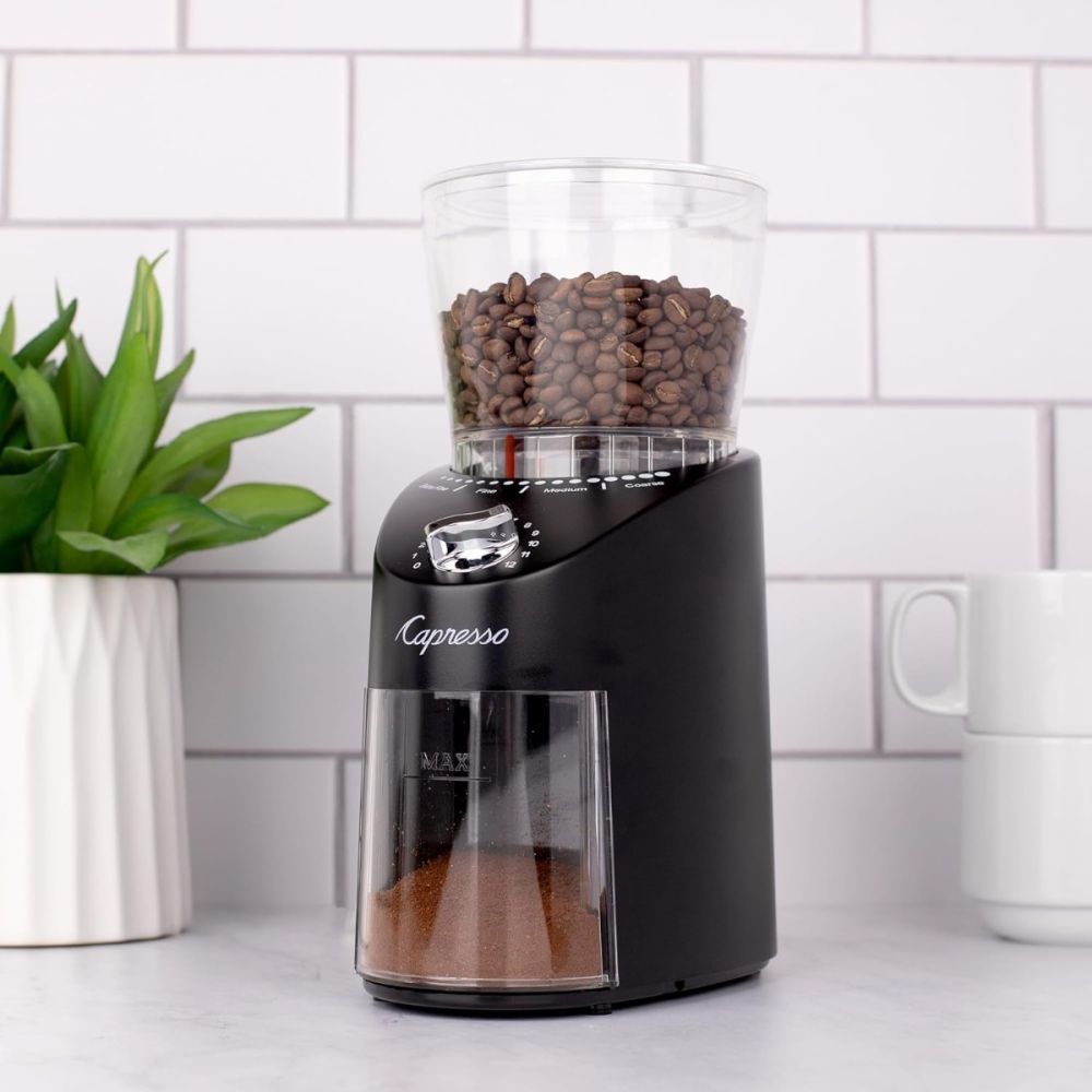 Infinity Plus Conical Burr Coffee Grinder Black Capresso Everything Kitchens