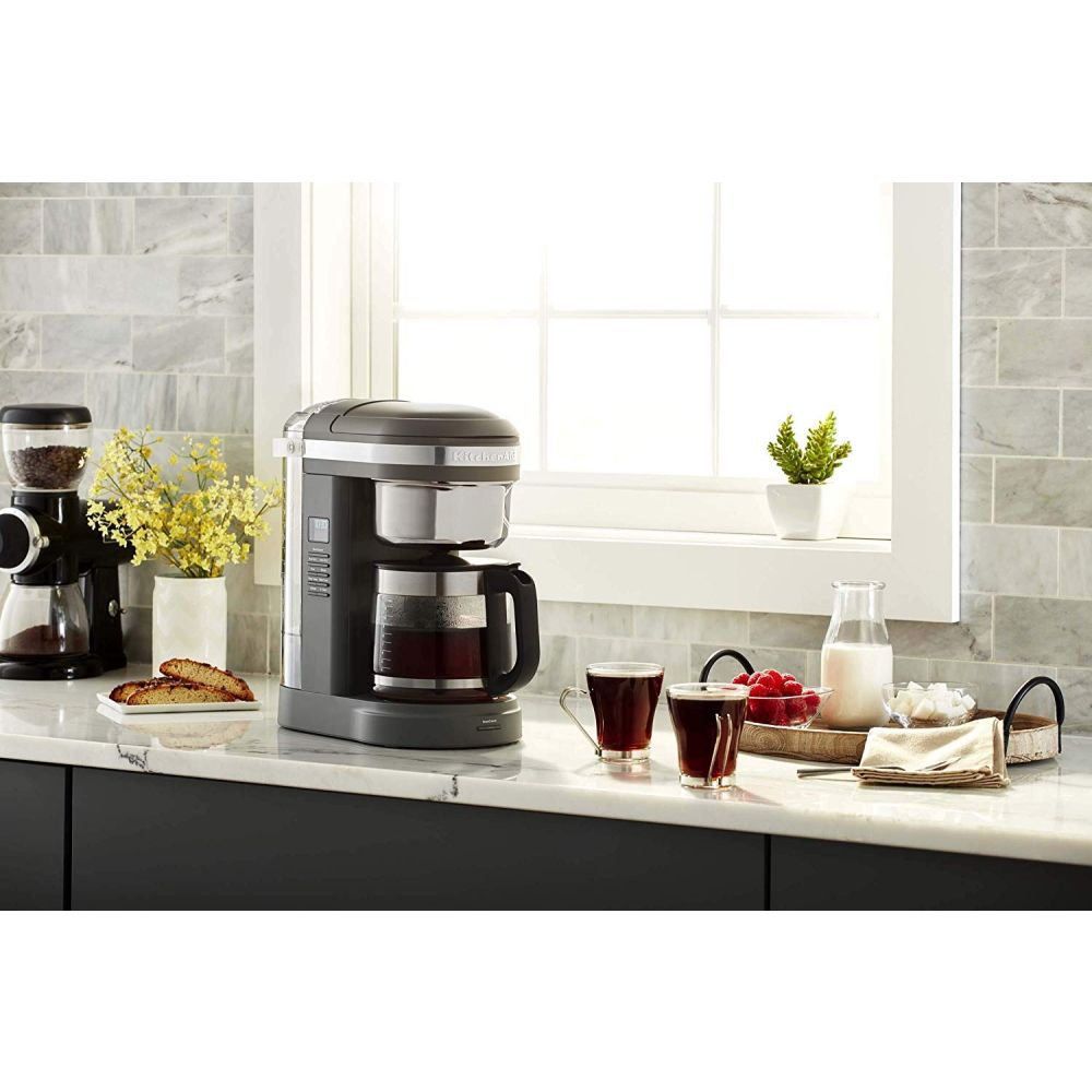 Matte Charcoal Grey 12 Cup Drip Coffee Maker with Spiral Showerhead KitchenAid Everything Kitchens
