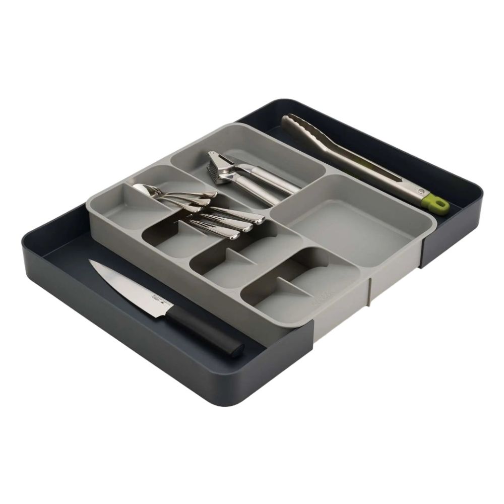 DrawerStore™ Expanding Cutlery, Utensil & Gadgets Organizer (Gray ...