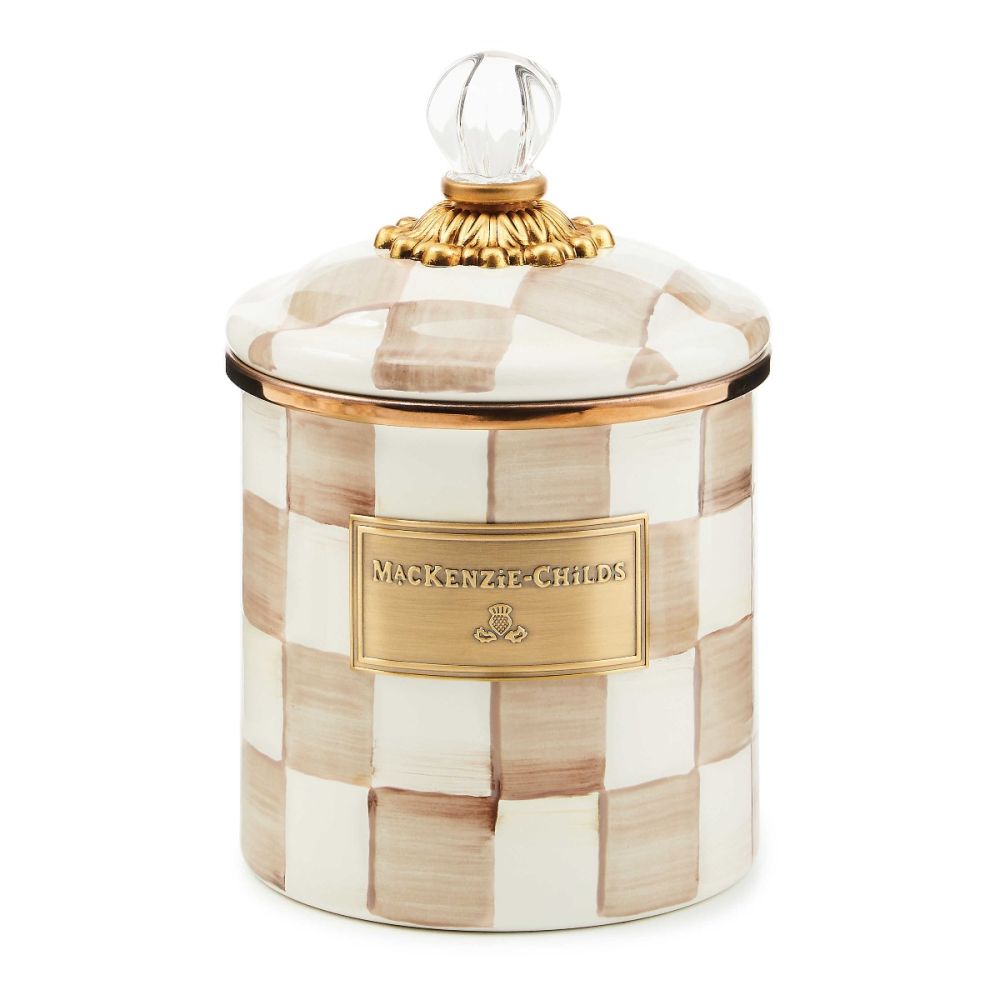 Mocha Check 38oz Small Canister | MacKenzie-Childs | Everything Kitchens