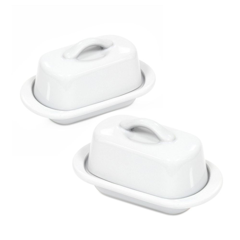 5" Mini Butter Dish (Set of 2) (White) | Chantal | Everything Kitchens