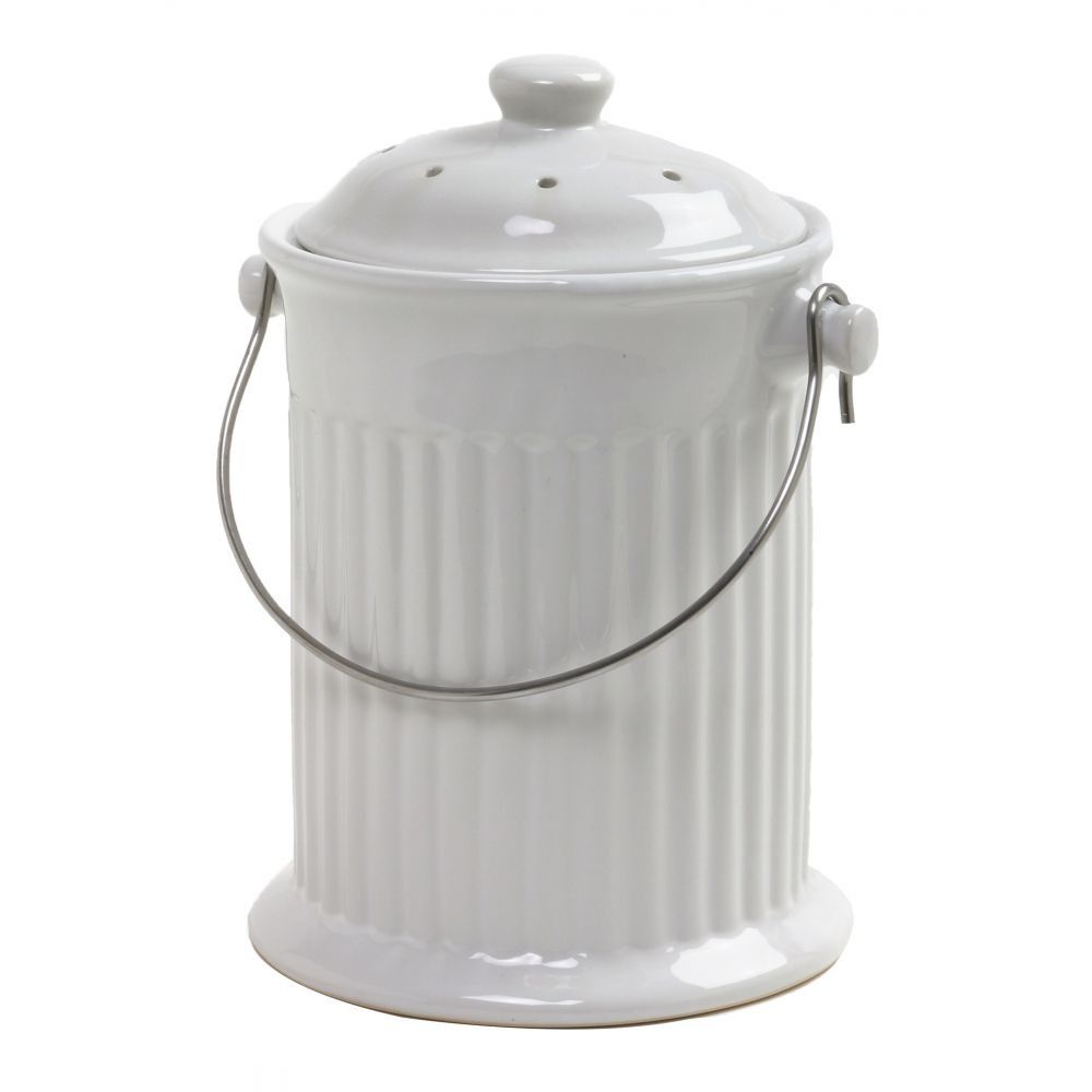 Norpro Ceramic Compost Crock & Lid - 4 Qt. White | Everything Kitchens