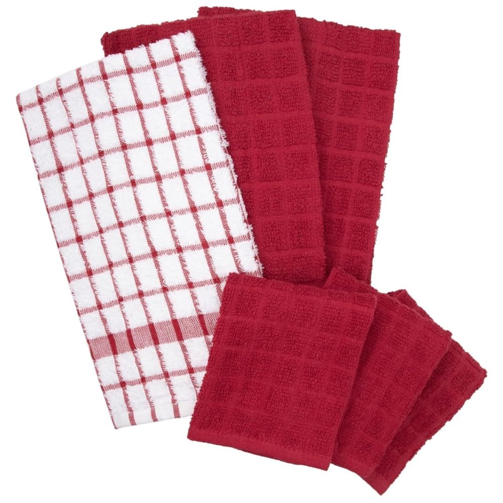 6-Piece Premium Kitchen Towel & Dish Cloth Set (Paprika) | Ritz ...