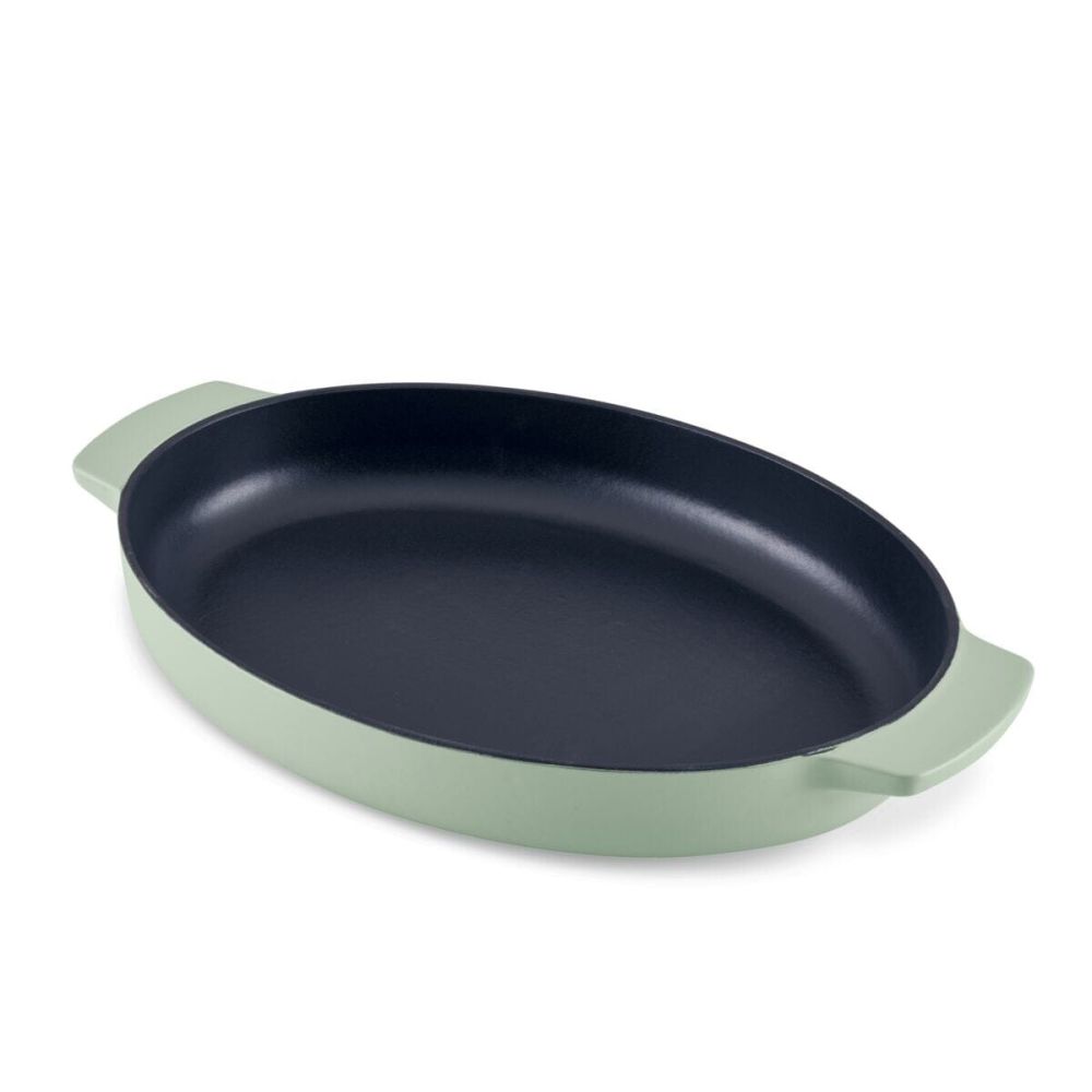Enameled Cast Iron 2.5 Quart Oval Au Gratin Roasting Pan (Pistachio ...
