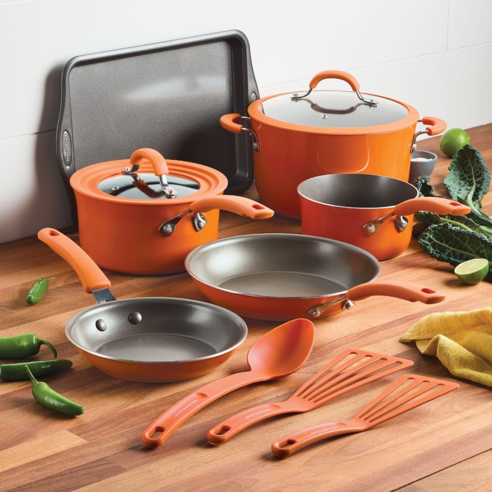 Rachael Ray Cook Create 11 Piece Nonstick Cookware Set Orange