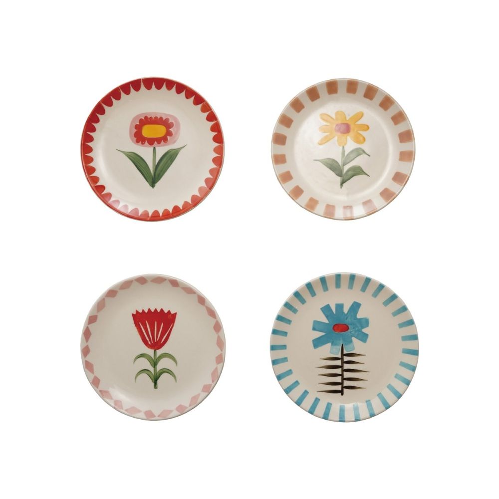 7" Stoneware Plates (Set of 4) (Floral) | Hazel Mazel | Everything Kitchens