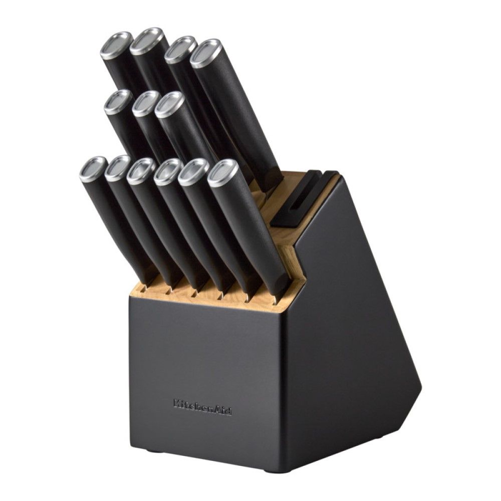 Classic 14-Piece Self-Sharpening Knife Block Set (Black Handles with ...