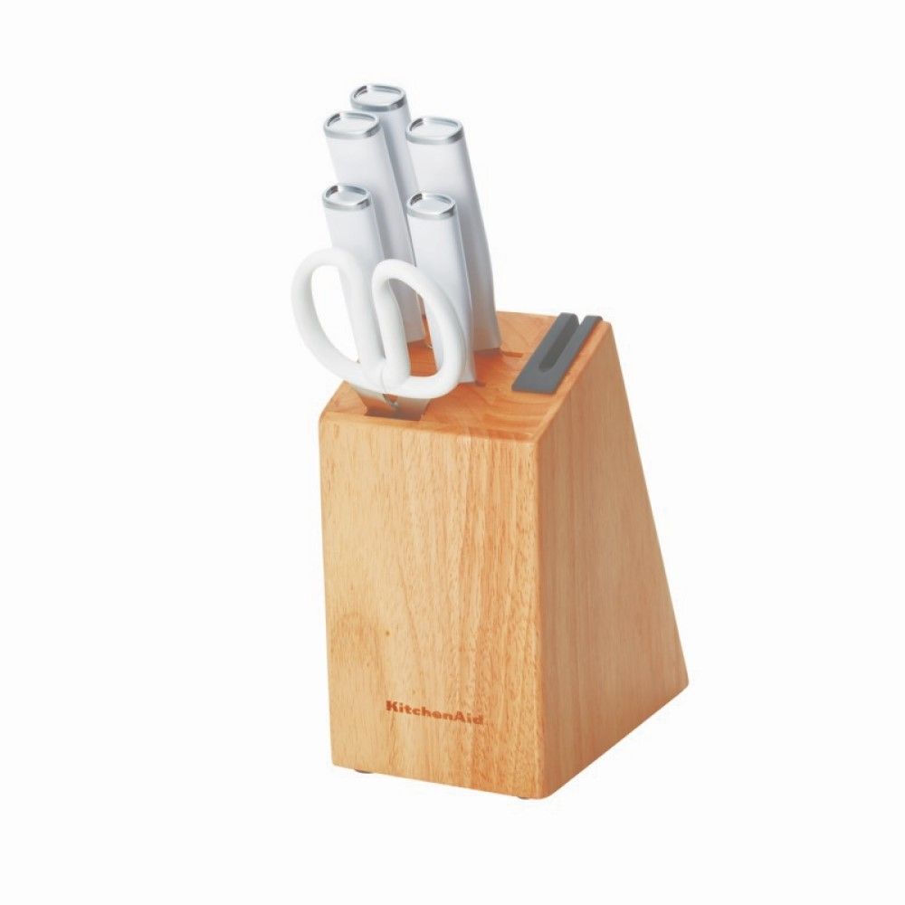 Classic 7-Piece Self-Sharpening Knife Block Set (White Handles with ...