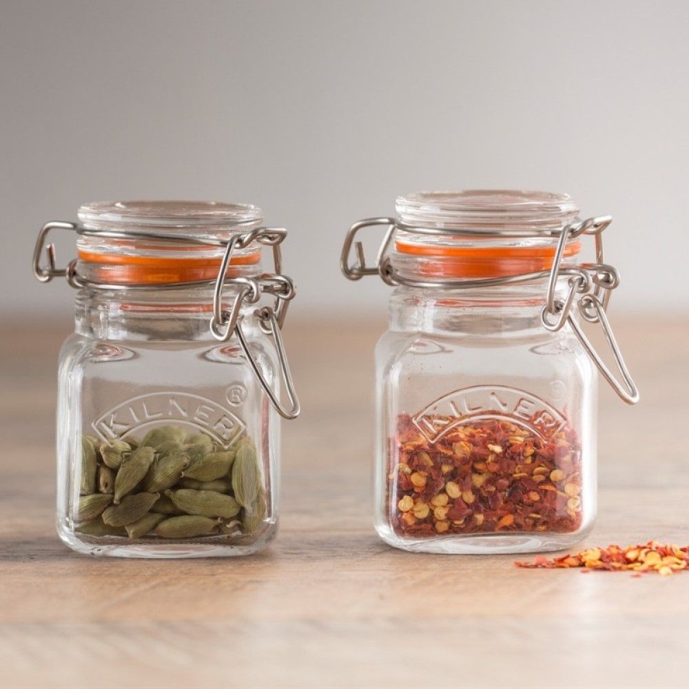 Flip top glass spice jars store