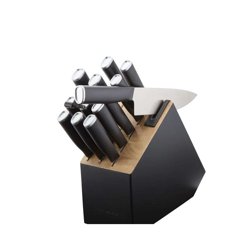 Classic 14-Piece Self-Sharpening Slim Knife Block Set (Black Handles ...